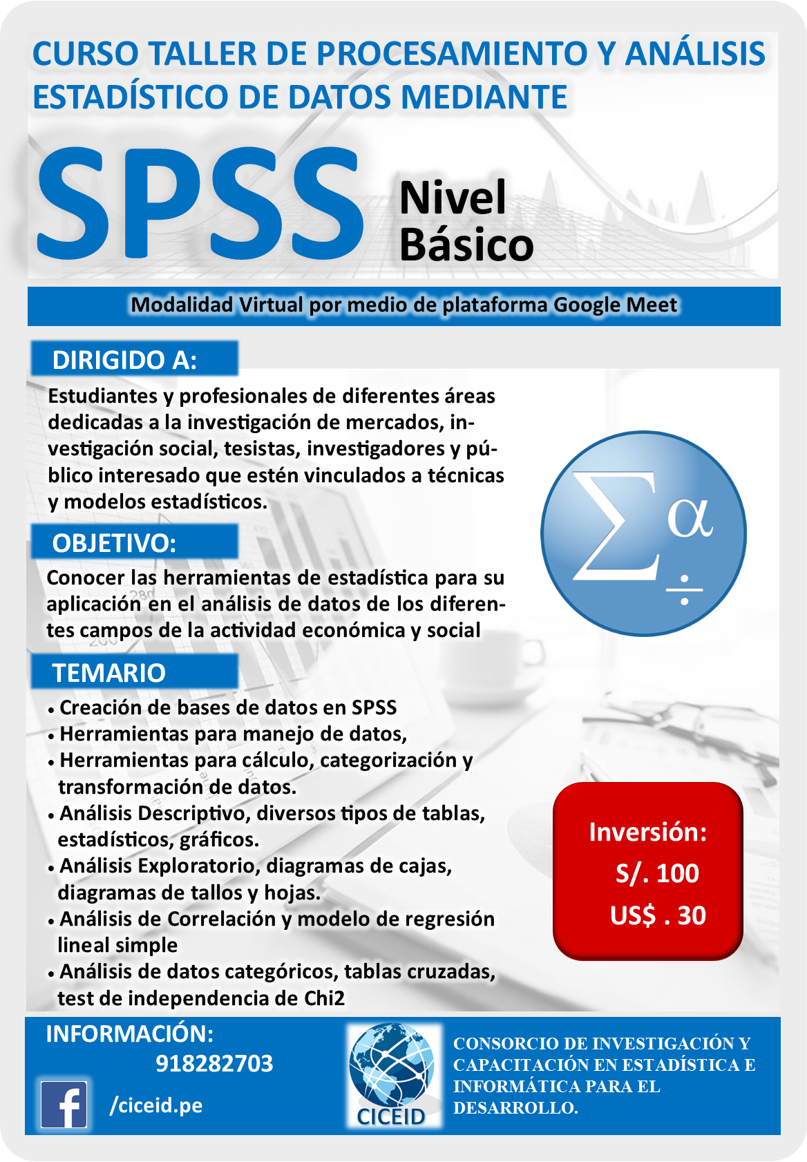 PROCESAMIENTO Y ANÁLISIS ESTADISTICO DE DATOS MEDIANTE SPSS Básico – CICEID